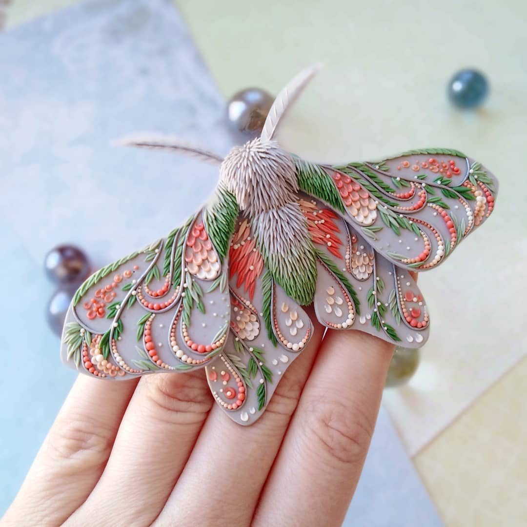 Polymer Clay Sculpture Moth Butterfly Darya Telegina 14 Full Image