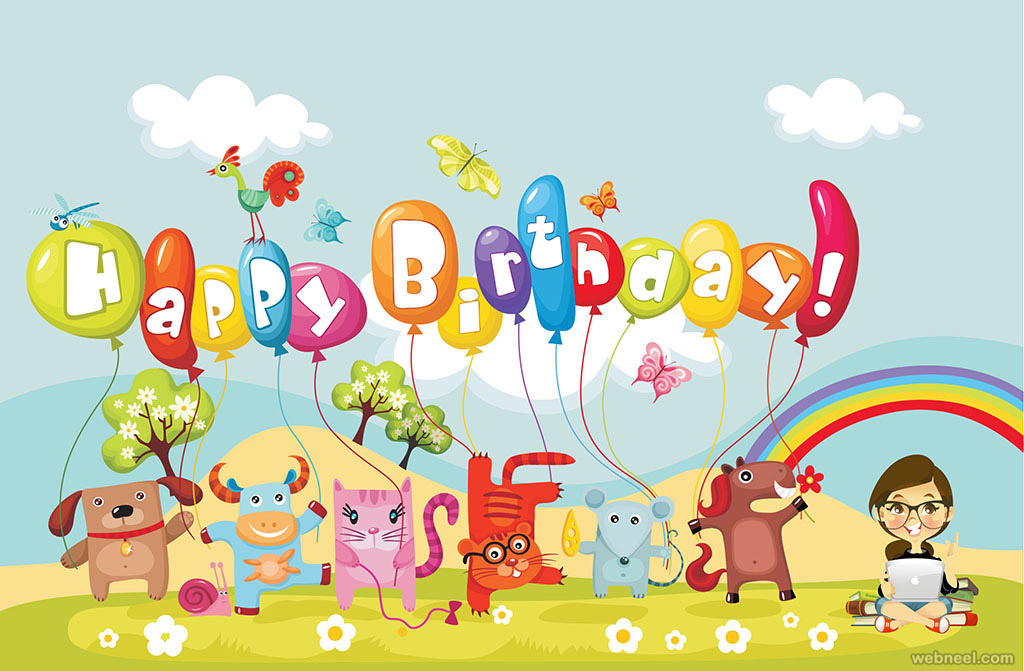 Birthday Greetings Card Design Kids Animals 8 Full Image