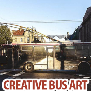 Lithuania Artists created Perspective street print on Trolleybuses