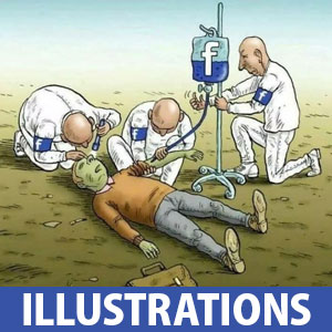 Creative Cartoon illustrations on how social media is ruling our lives